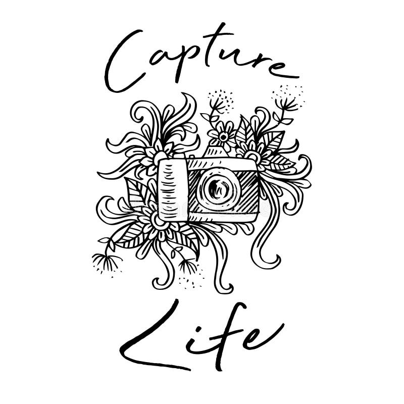 Capture Life Lettering with Doodle Camera. Stock Illustration ...