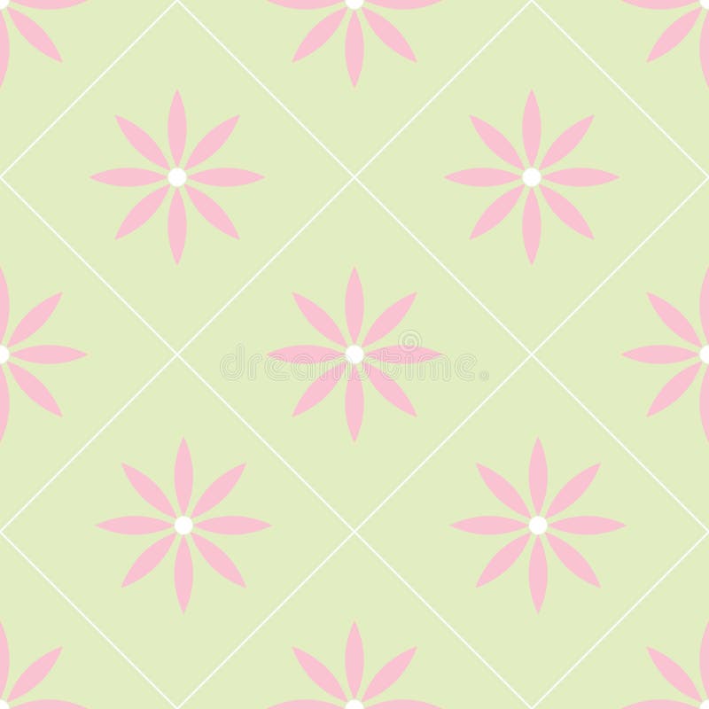 Geometric Pattern with Flowers in Square. Abstract Seamless Flowers ...