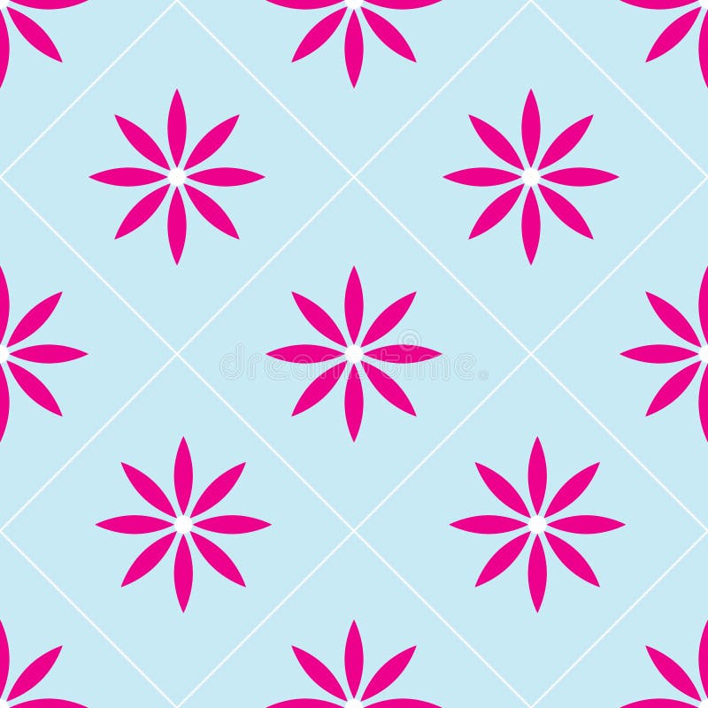 Geometric Pattern with Flowers in Square. Abstract Seamless Flowers ...