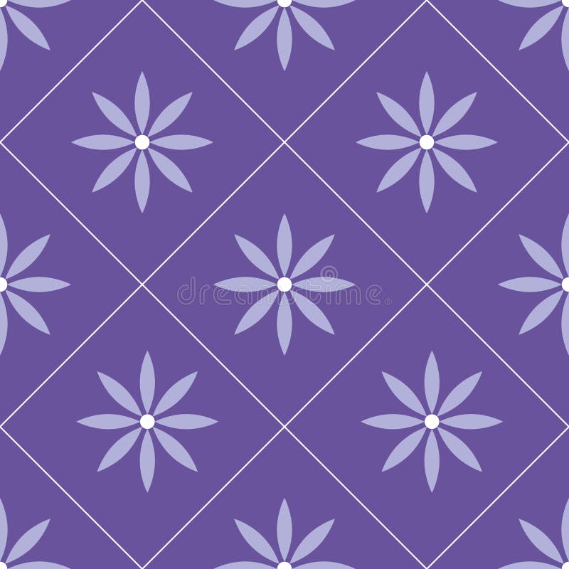 Geometric Pattern with Flowers in Square. Abstract Seamless Flowers ...