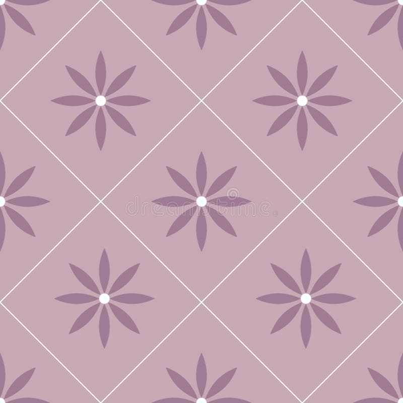 Geometric Pattern with Flowers in Square. Abstract Seamless Flowers ...
