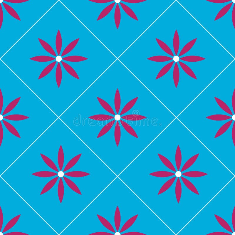 Geometric Pattern with Flowers in Square. Abstract Seamless Flowers ...