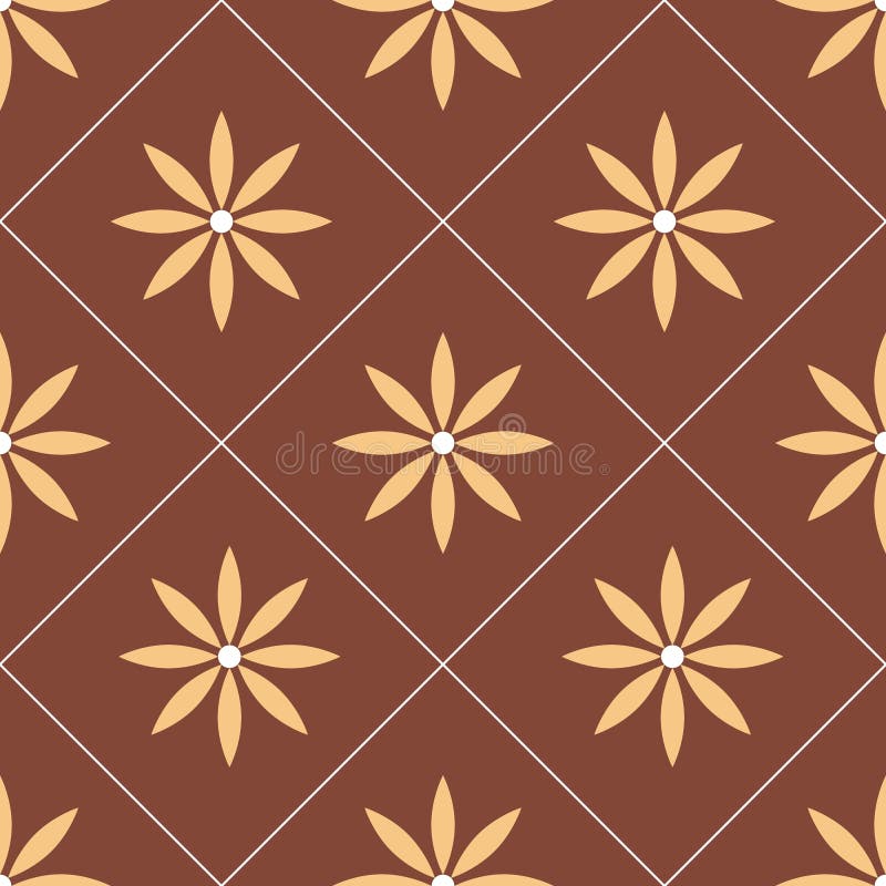 Geometric Pattern with Flowers in Square. Abstract Seamless Flowers ...