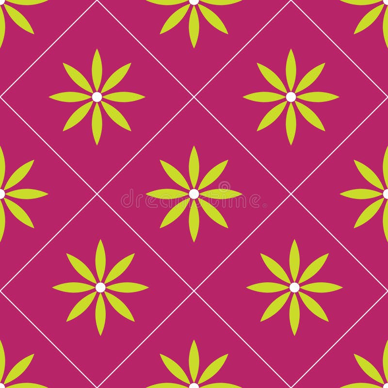 Geometric Pattern with Flowers in Square. Abstract Seamless Flowers ...