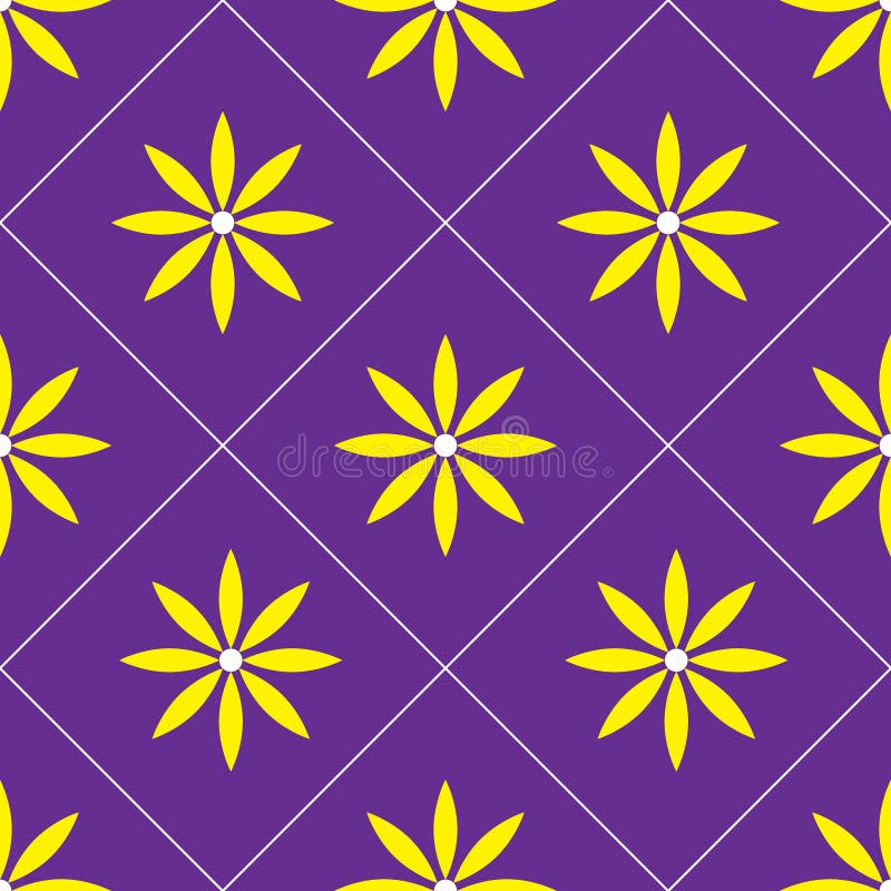 Geometric Pattern with Flowers in Square. Abstract Seamless Flowers ...