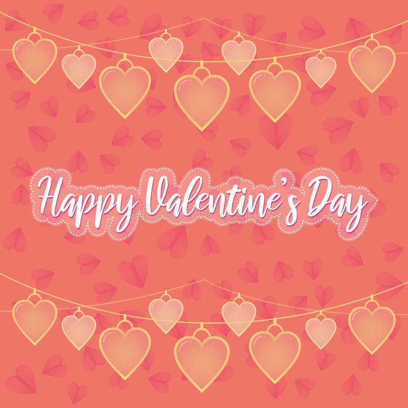 Valentine Day Theme with Many Hearts and Love Text Stock Vector ...