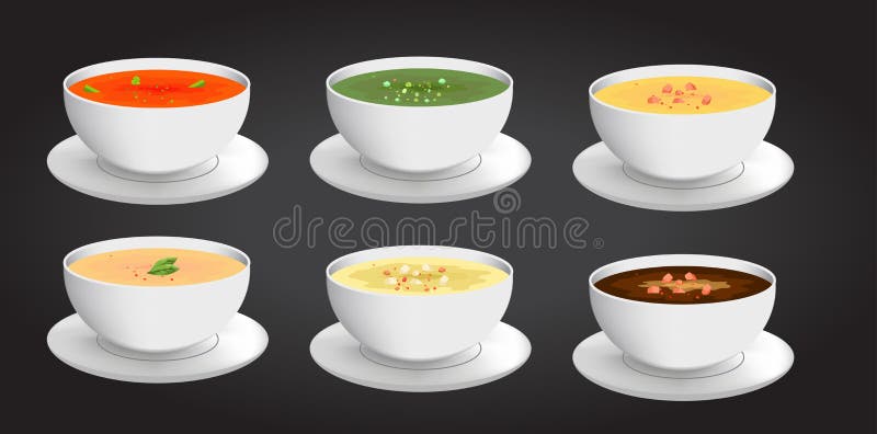 Vector soup set stock illustration. Illustration of healthy - 172229757