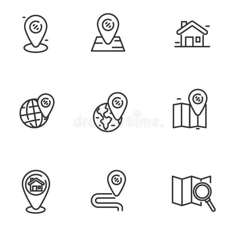 Set of Location Icons in Linear Color Style Stock Vector - Illustration ...
