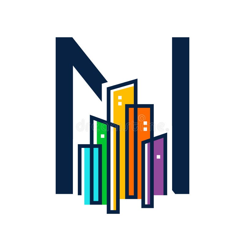 Colorful Initial Logo N Building Stock Vector - Illustration of ...