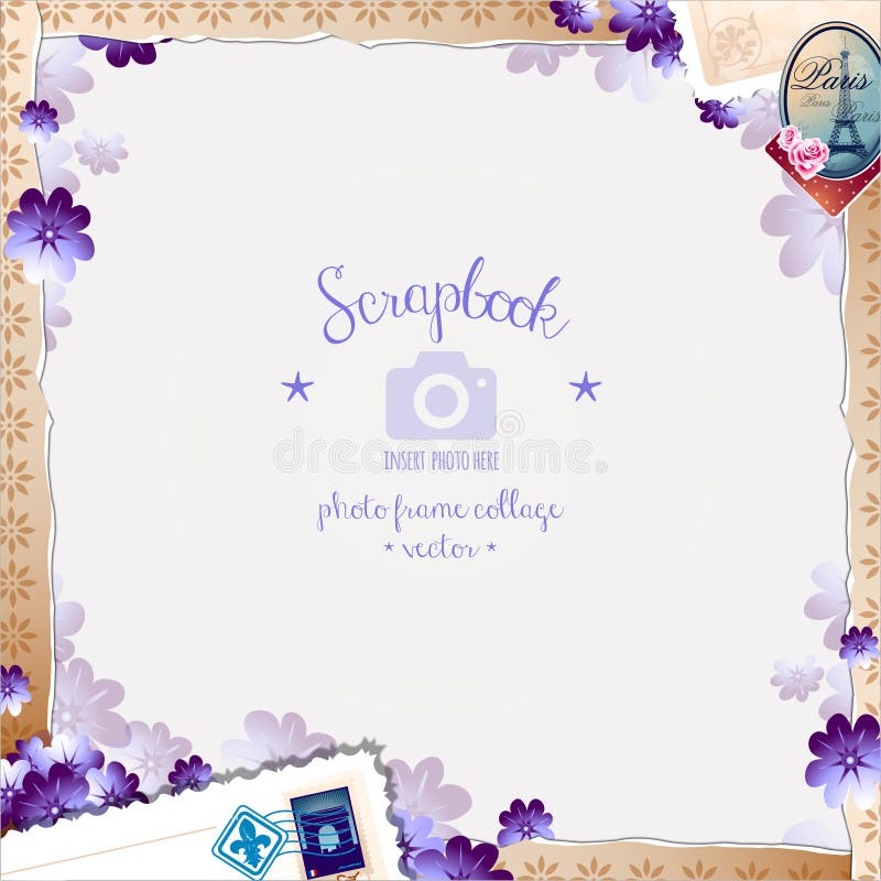 Travel Scrapbook Photo Frame Design Stock Vector - Illustration of ...