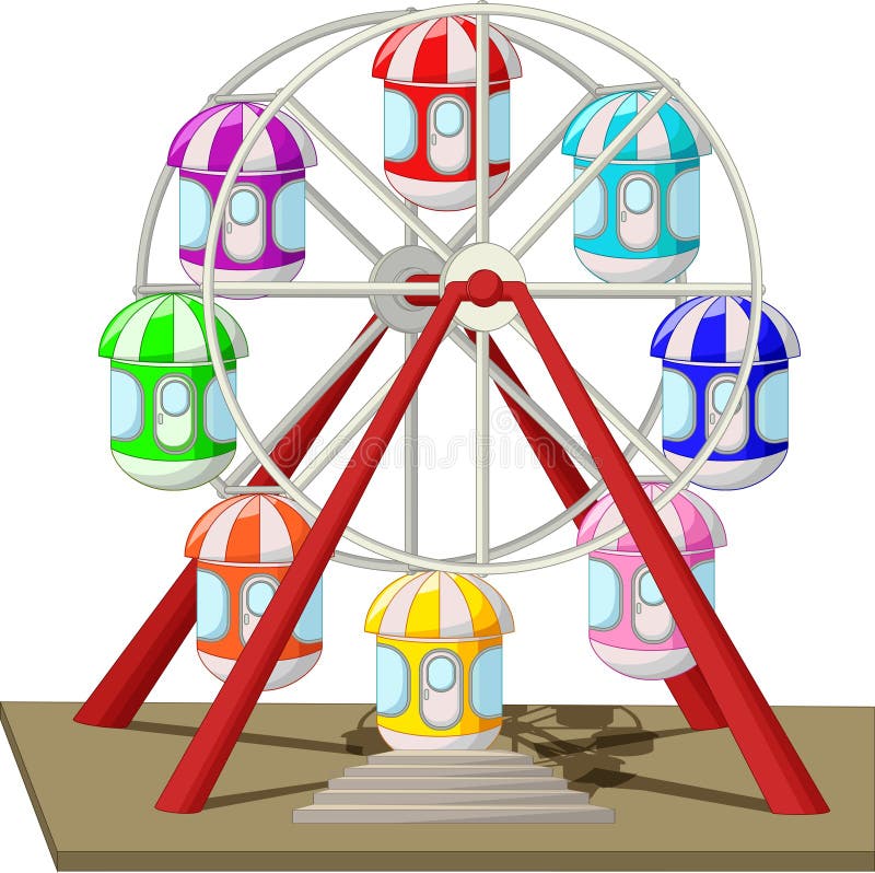 Colorful Ferris Wheel Cartoon Stock Illustration - Illustration of ...