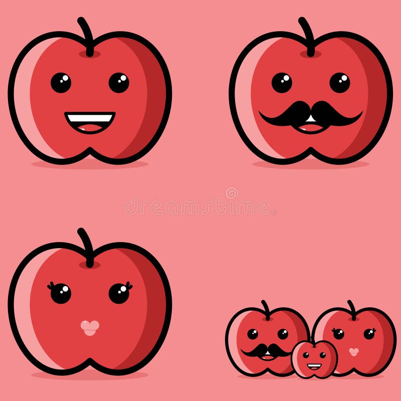 Cute Apple Cartoon Vector Illustration Stock Vector - Illustration of ...