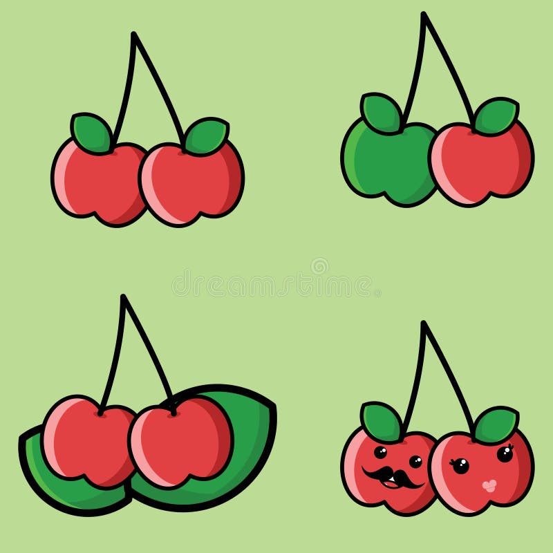 Cute Cherry Mascot Vector Illustration Stock Vector - Illustration of ...