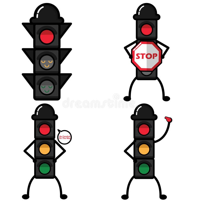 Cute Traffic Light. Cartoon Simple Style. Stock Vector - Illustration ...