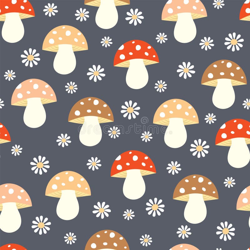 Seamless Mushrooms Pattern. Vector Illustration. Stock Vector ...