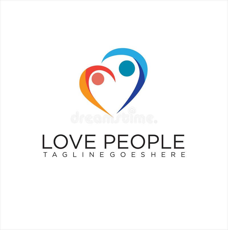 Couple People Love Logo Design.Heart Love People Design Template Stock ...