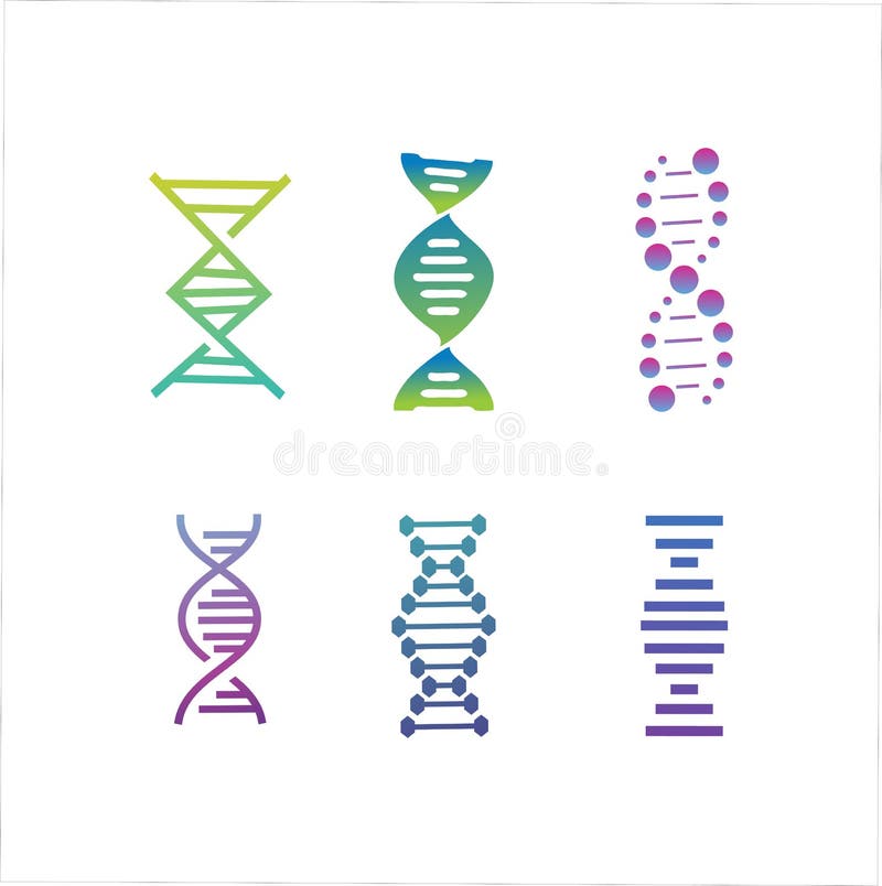 DNA Genetic Sign, Icons and Elements Collection. Colorful of DNA Symbol ...