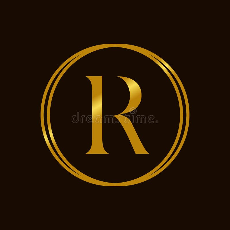 Golden Circle Initial Letter R Stock Vector - Illustration of alphabet ...