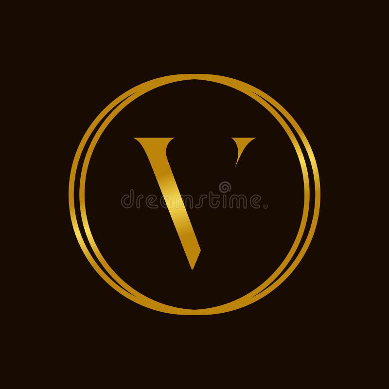 Golden Circle Initial Letter V Stock Vector - Illustration of concept ...