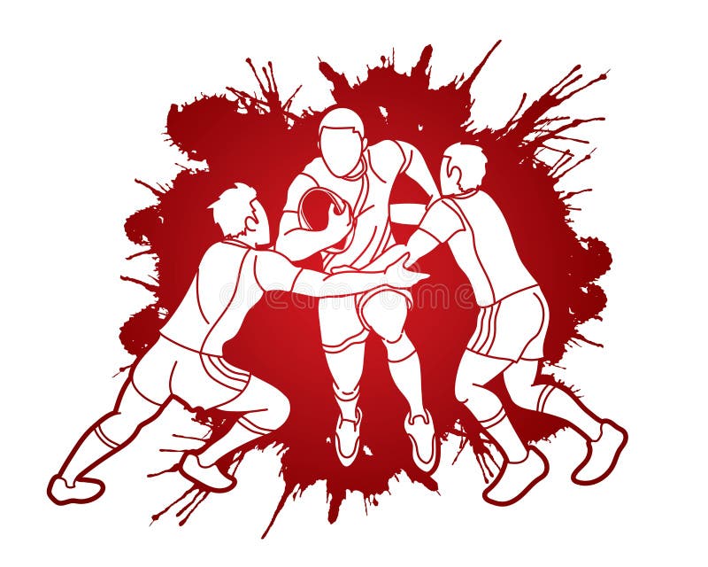 Group of Rugby Players Action Cartoon Sport Graphic Stock Vector ...