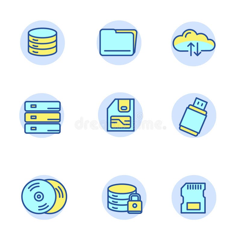 Storage Icons in Line Design Blue. Container, Warehouse, Box, Pallet ...