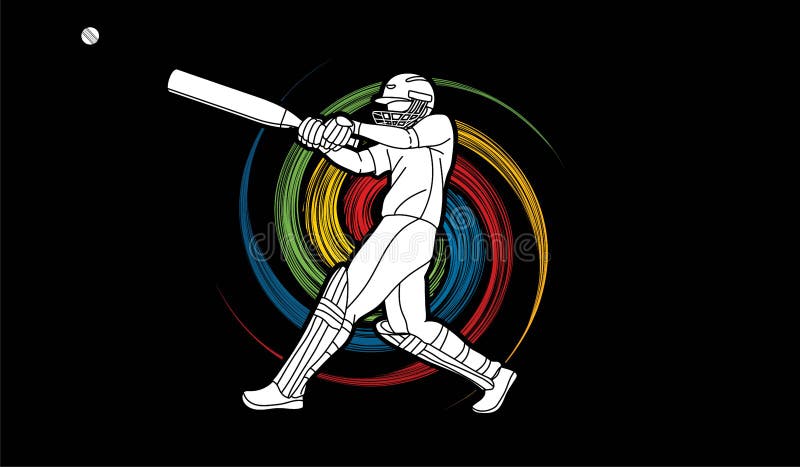 Cricket Player Action Cartoon Sport Graphic Stock Vector - Illustration ...