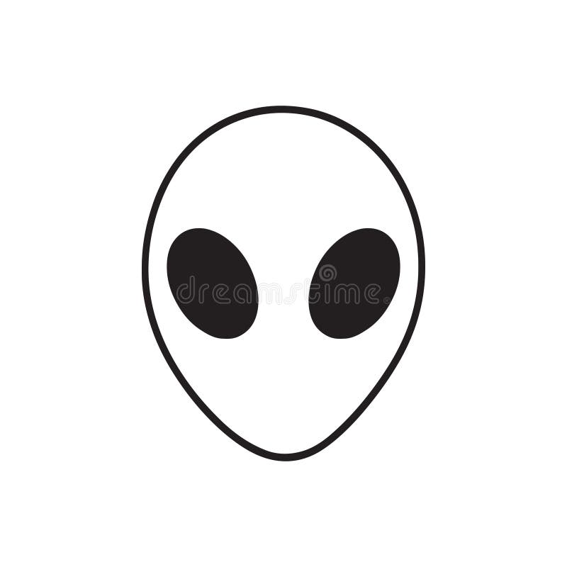 Alien Face Head Simple Icon Isolated on White. Stock Vector ...