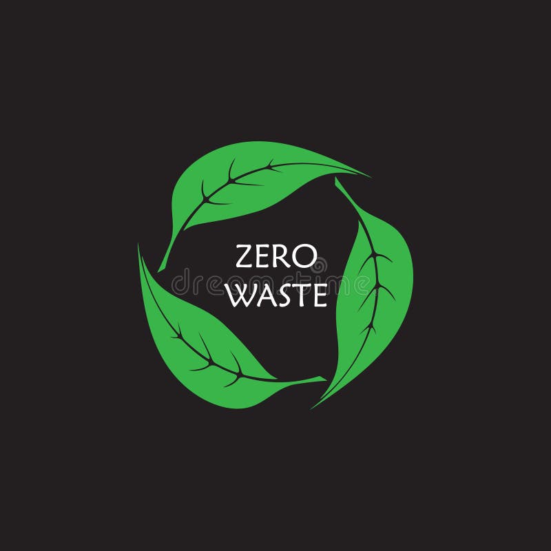 Zero Waste Green and White Logo Sign on Black Background Stock Vector ...