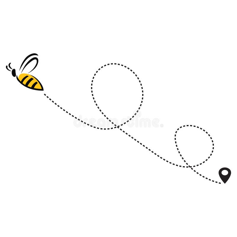 Doted Line Path Vector Icon of Bee Flight Route with Start Point and ...