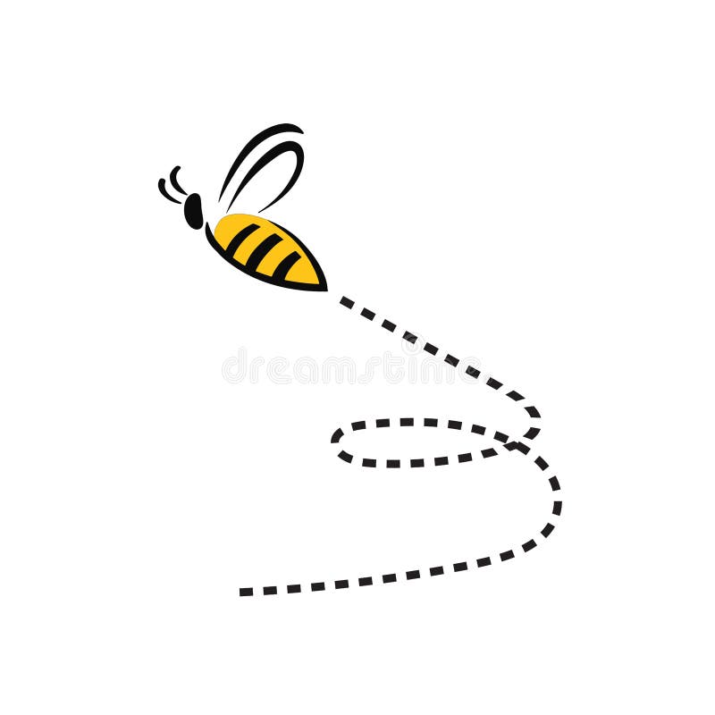 Bee Flying on a Dotted Line Path Stock Vector - Illustration of icon ...