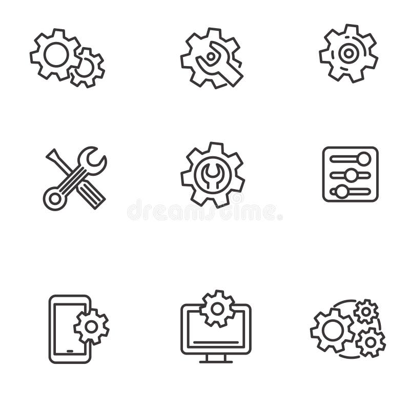 Set of Engineering Tools Icons in Simple Glyph Style Stock Vector ...