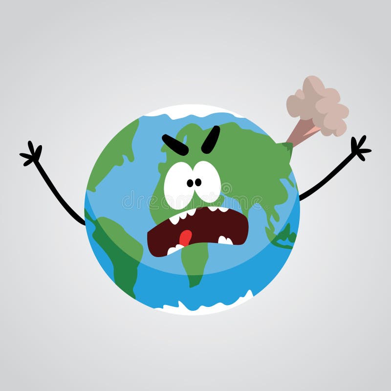 Llustration of an Angry Earth, Earth Angry Mascot Character ...
