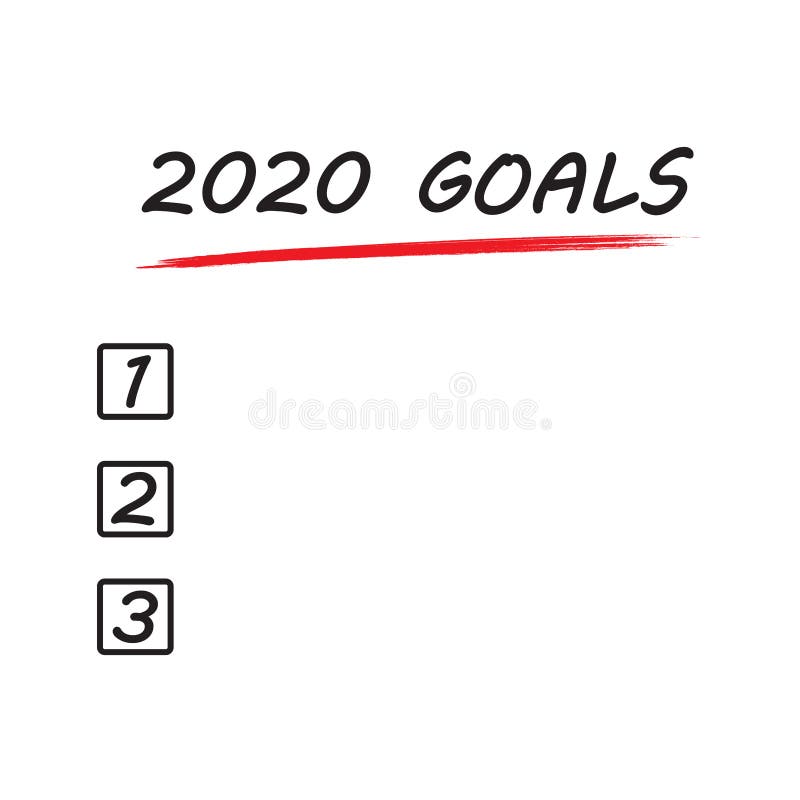 2020 Goals. Checklist To Do List for New Year. Write Plan. Stock Vector ...