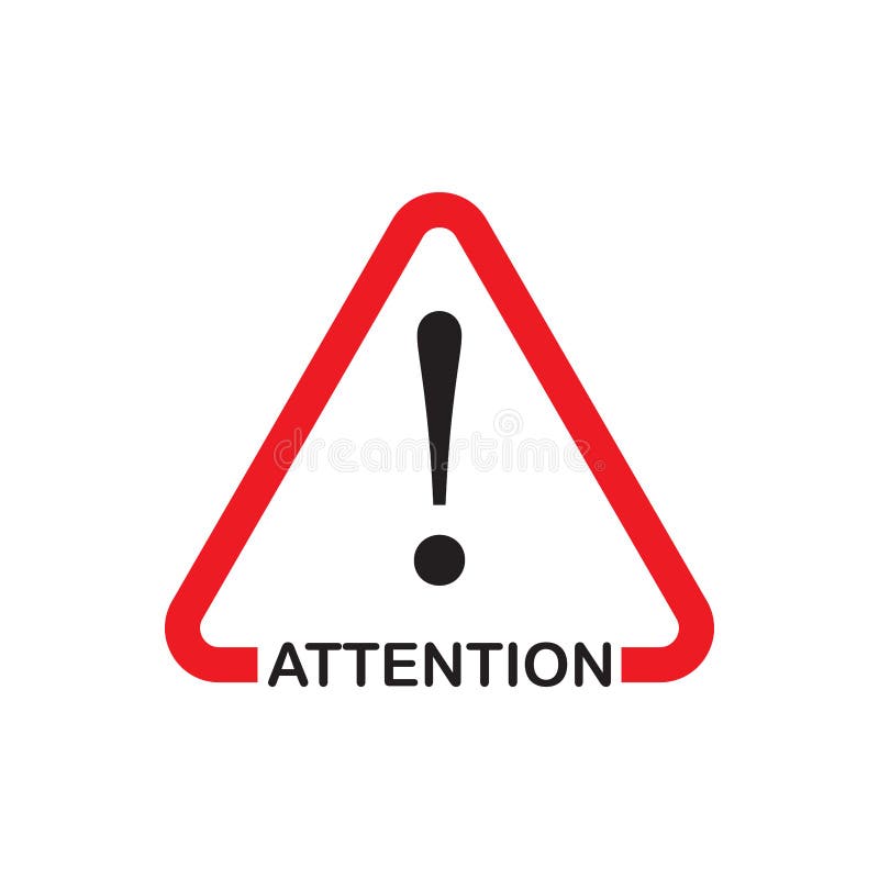 Attention Sign in Red Rounded Line Frame Isolated on White Background ...
