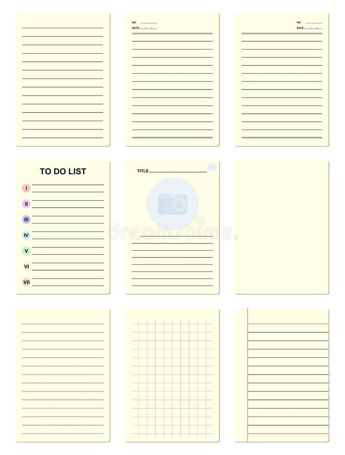 A Type Set of 9 Difference Yellow Color Paper Sheet Stock Vector ...