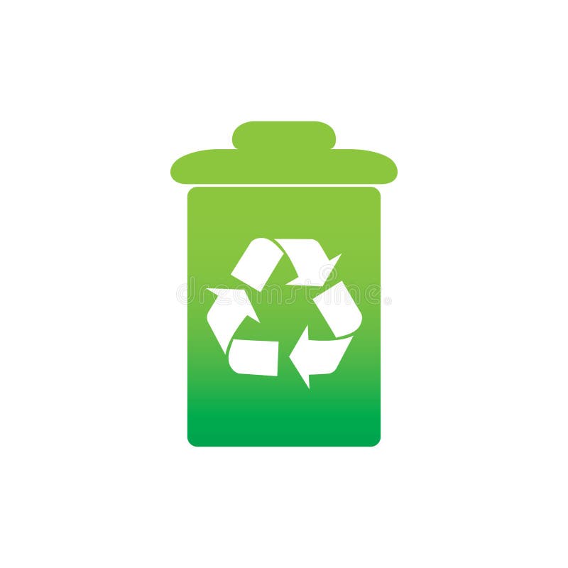 Green Garbage Bin or Basket with Recycling Symbol. Stock Vector ...