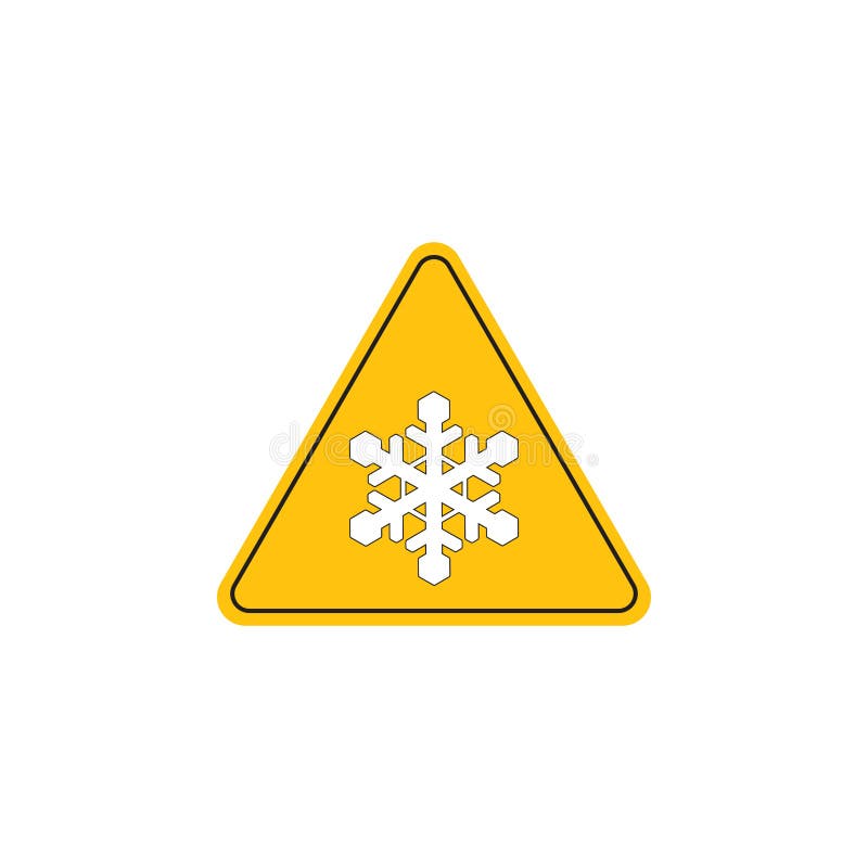 Warning Frost Hazards Road Symbol on Yellow Round Triangle Board Stock ...