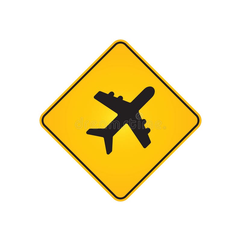 Warning Signboard Low Flying Aircraft Symbol Stock Vector ...