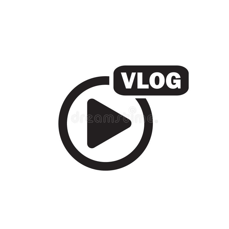Vlog Icon with Play Button. Vector Symbol on White Background Stock ...