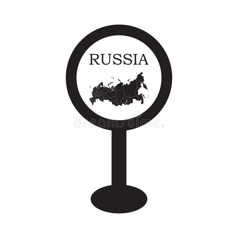 Russia Map in Pin Location Sign. Vector Illustration, Isolated on White ...