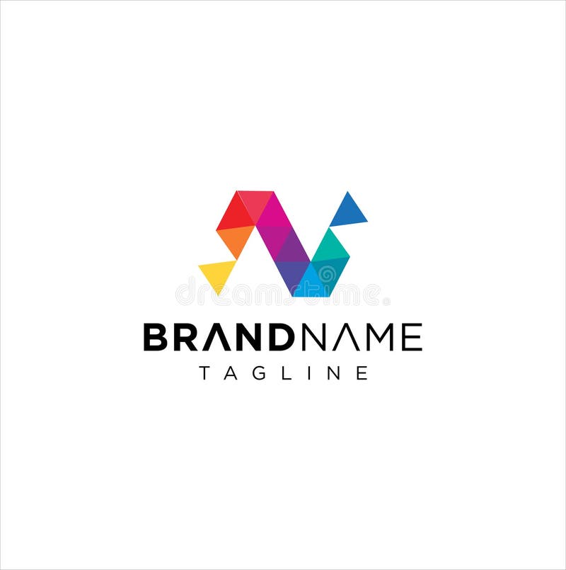 Letter N Logo Pixel Triangle Geometric Colorful / Abstract Letter N ...