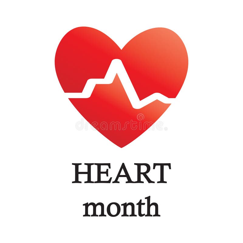 National Heart Month Concept. Simple Design in Flat Style, Vector Stock ...