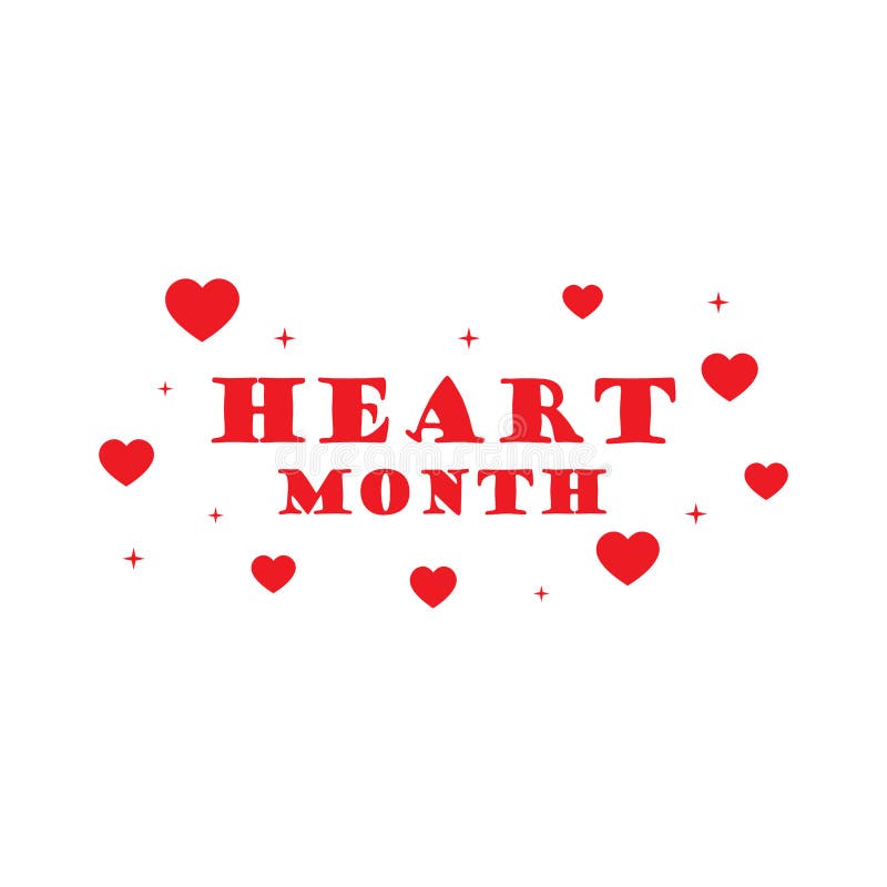 National Heart Month Concept. Simple Design in Flat Style, Vector Stock ...