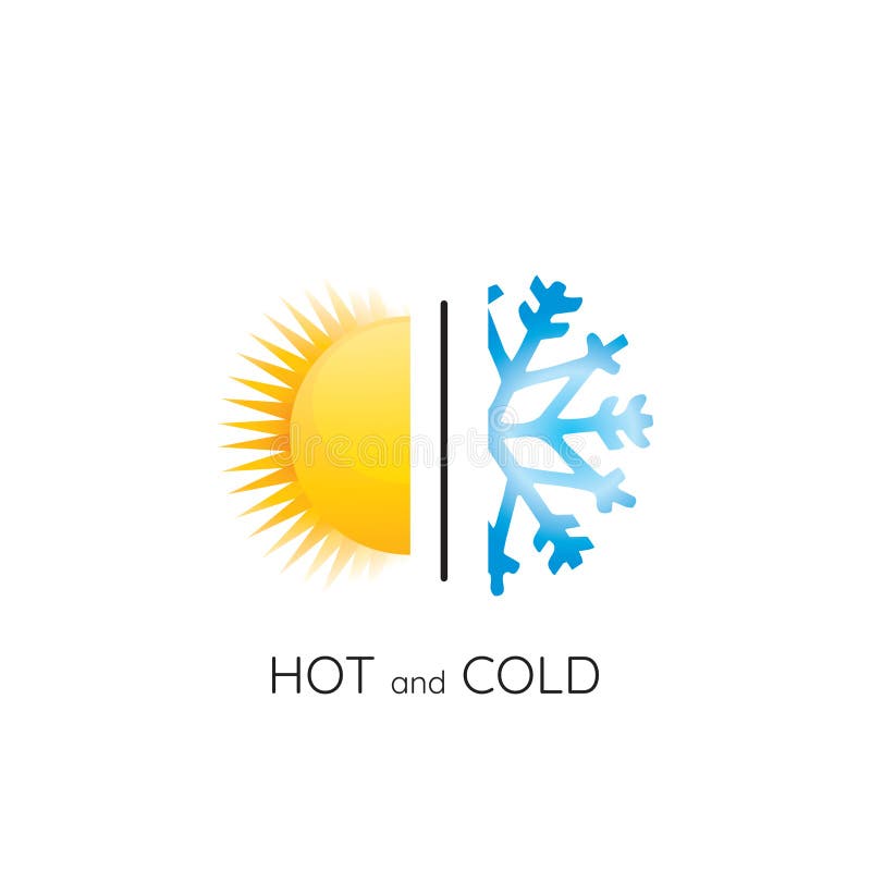 Hot and Cold, Cooling and Warming, Sun and Snowflake Icons Stock Vector ...