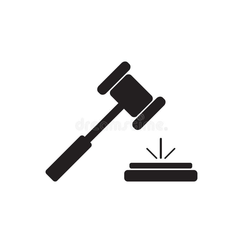 Judge Hummer or Gavel Icon Isolated. Auction or Judgement Symbol Stock ...