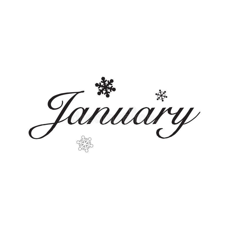Hand Drawn Lettering January for Winter Invitation Card, Banner, Flyer ...