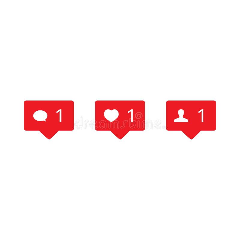 Like Comment Follow Icons Symbols for Social Media Notification Stock ...