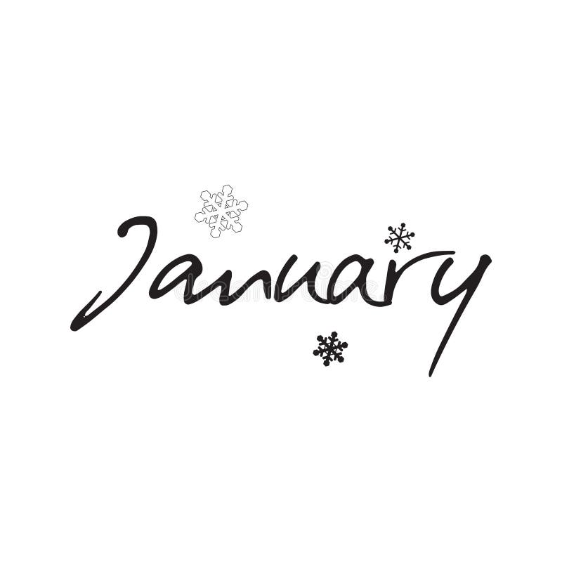 Hand Drawn Lettering January for Winter Invitation Card, Banner, Flyer ...