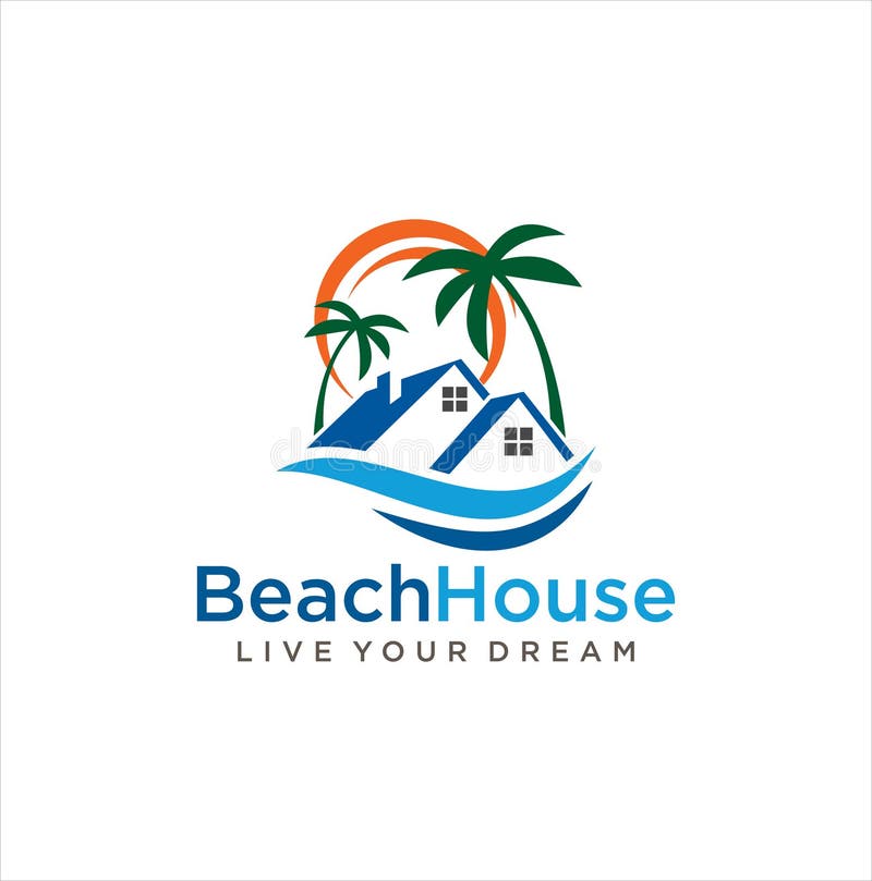 Marine Property Logo Design Illustration . Beach House Logo Design ...