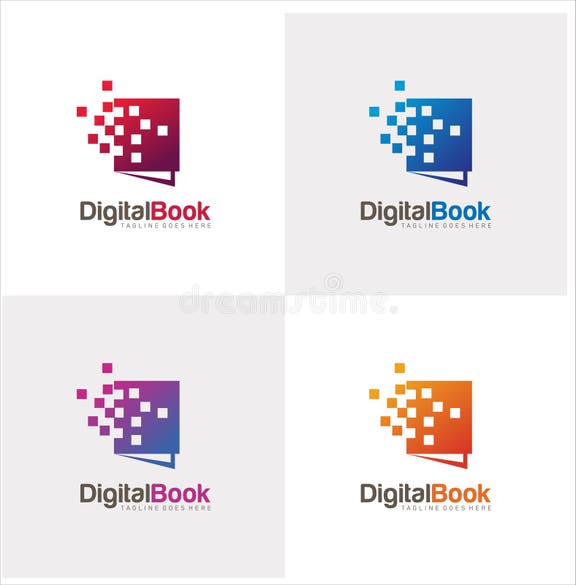 Digital Book Tech Logo. Modern Book Logo Design Template . Tech Book ...